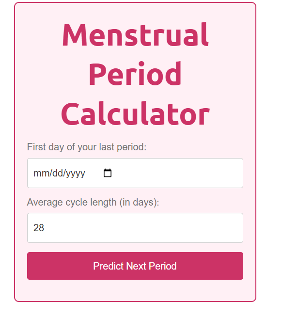 Free Menstrual Period Calculator - Davis Senei